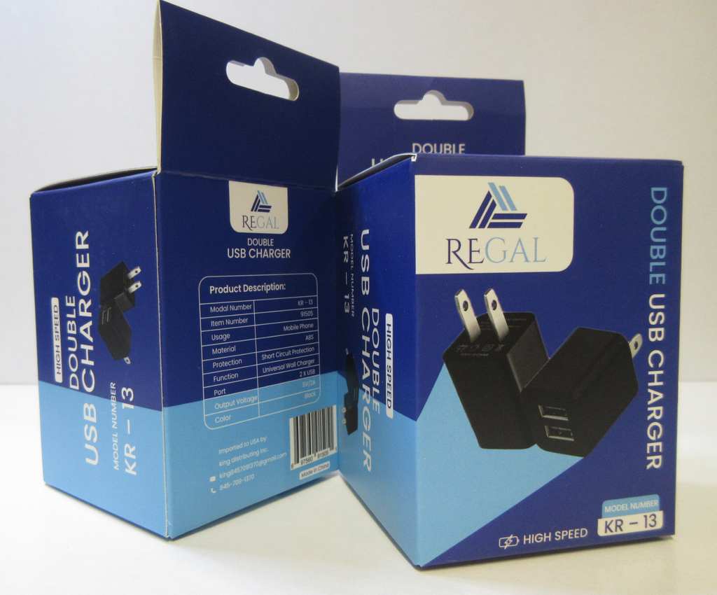 24 pack REGAL quick & double USB wall charger – King distributing Inc.